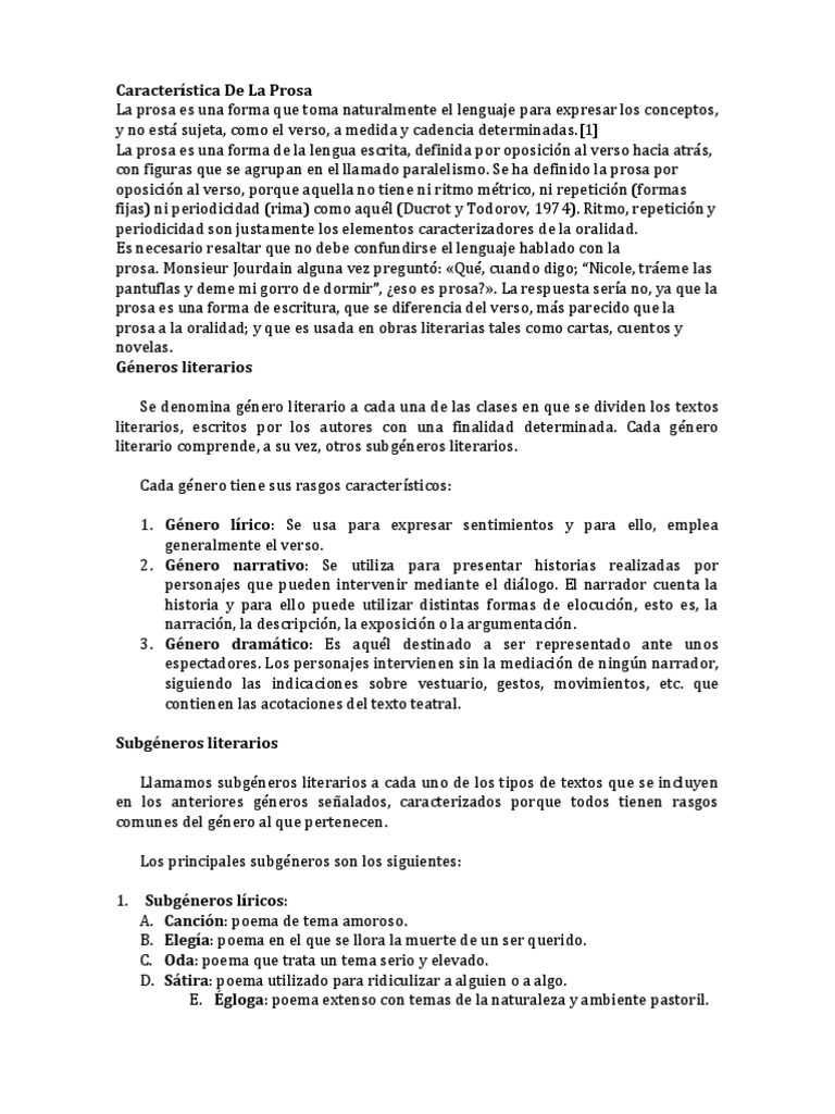 Caracteristicas de La Prosa y Figuras Literarias | Prosa | Poesía