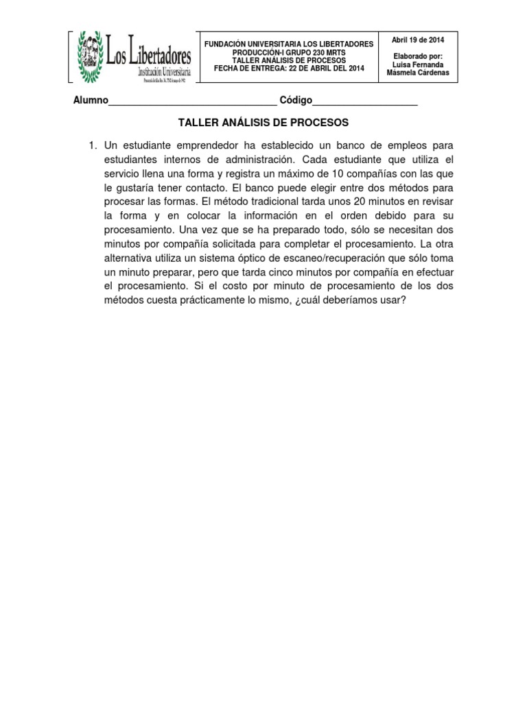 Análisis De Procesos Pdf Business