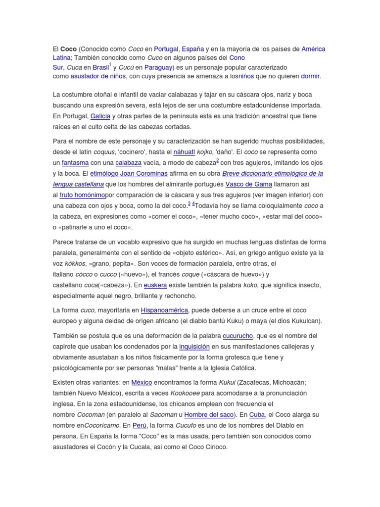 La leyenda del Coco: asustador infantil | PDF | Monstruos | Portugal