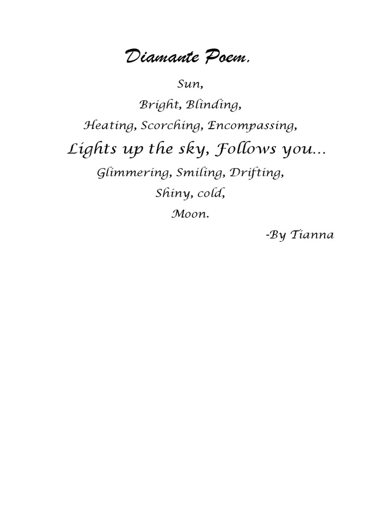 Famous Diamante Poems National Poetry Month: Write A Diamante