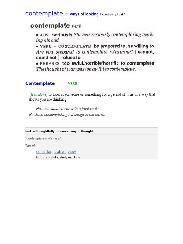 Contemplate: Definition & Usage | PDF | Self-Improvement | Career & Growth