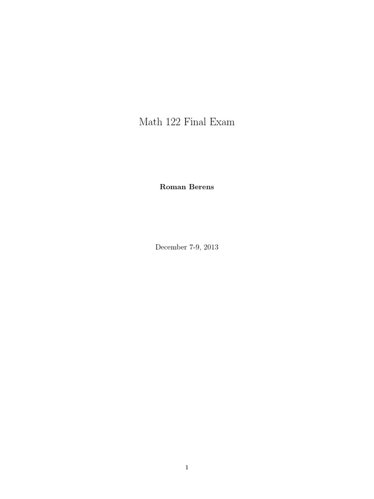 Math 122 Final Exam: Roman Berens | Download Free PDF | Group ...