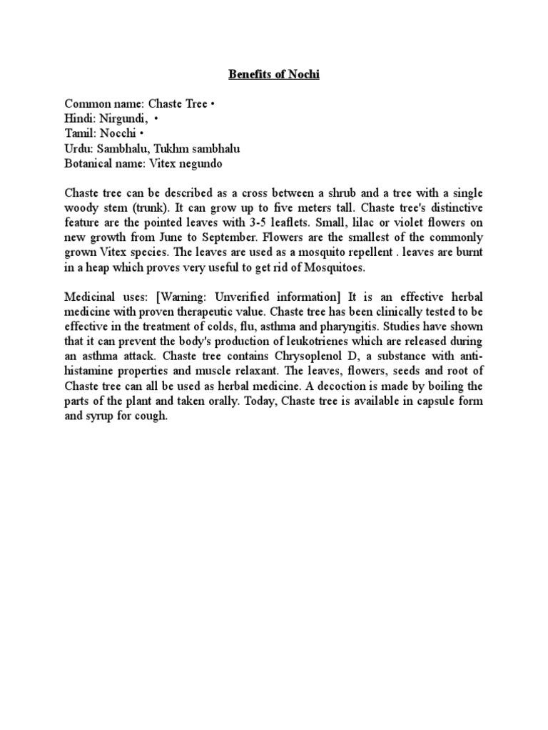 Benefits of Nochi Leaf | PDF | Botany | Plants