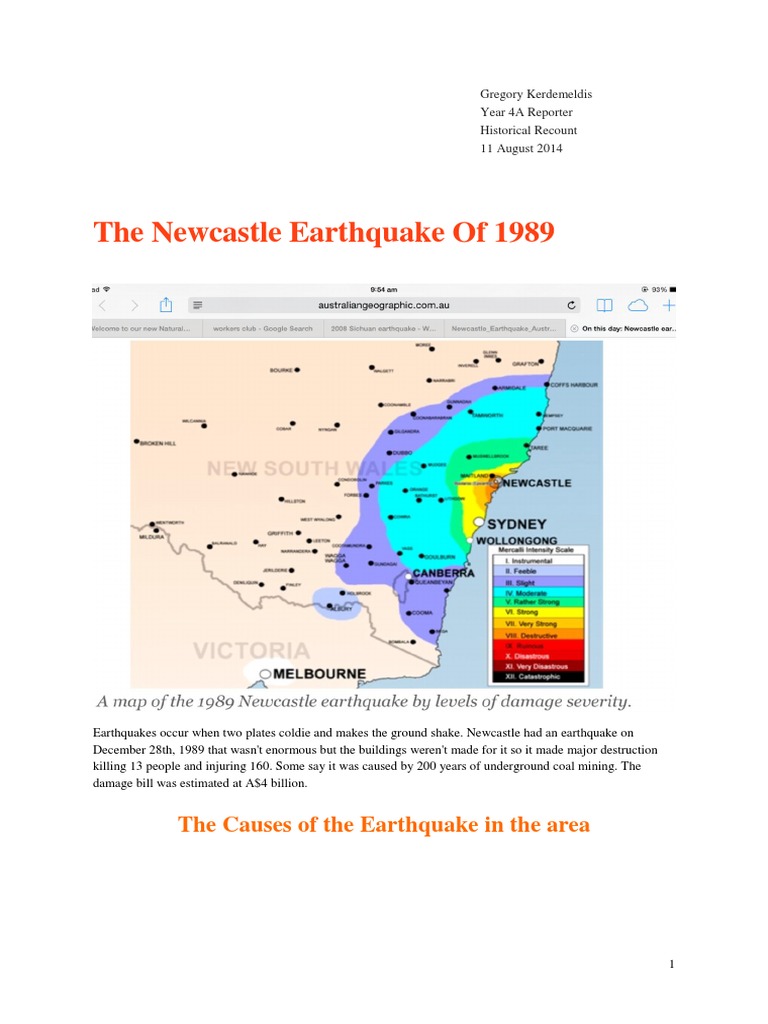 The Newcastle Earthquake of 1989 | PDF | Earthquakes | Natural Disasters