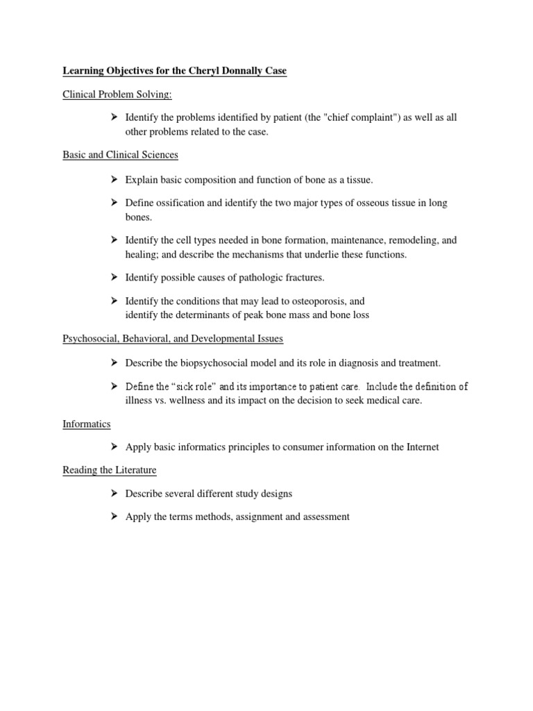 All PCL Learning Objectives | PDF | Bone | Stroke