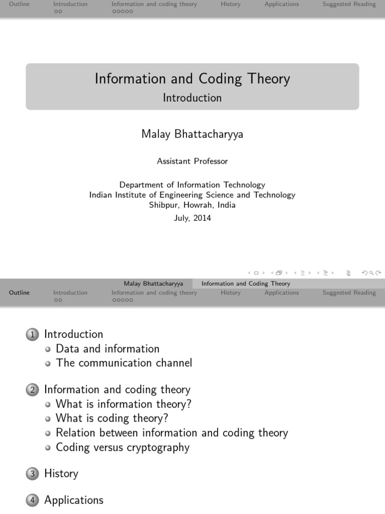 Info And Coding Class I Pdf Forward Error Correction Data Compression 