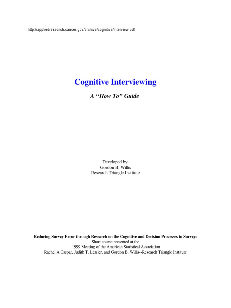 Cognitive Interviewing: A "How To" Guide | PDF | Survey Methodology ...