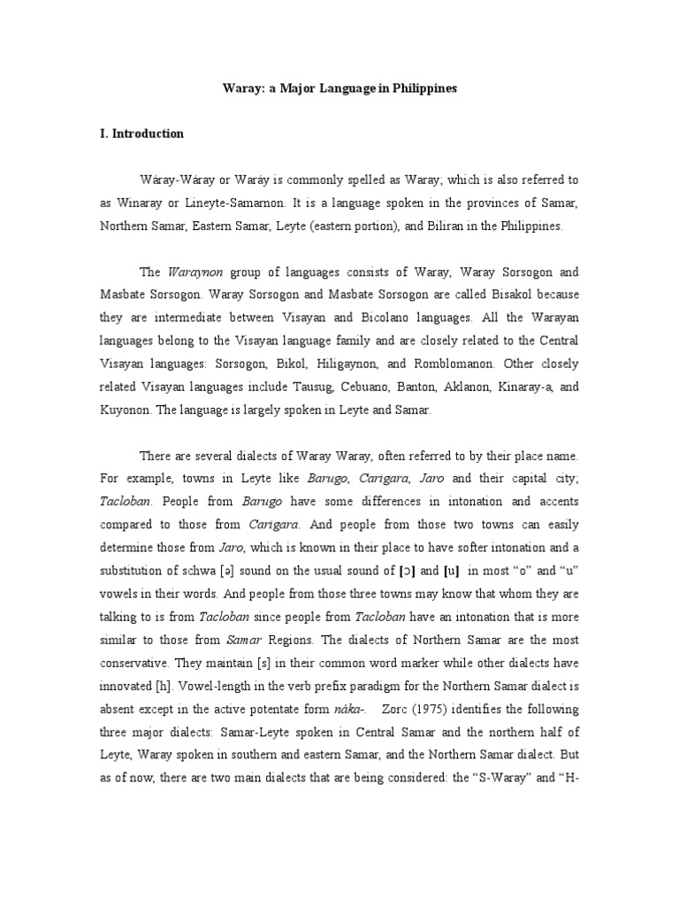 Understanding Waray Language and Dialects | PDF | English Language ...