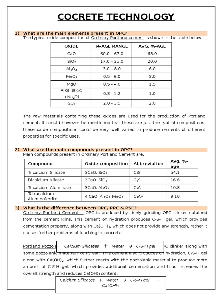 OPC Composition and Types Explained | PDF | Creep (Deformation ...