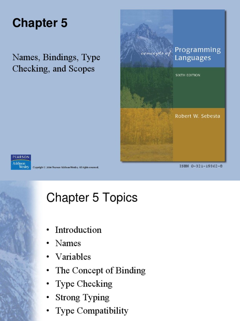 Names, Bindings, Type Checking, and Scopes: ISBN 0-321-19362-8 | PDF | Variable (Computer ...