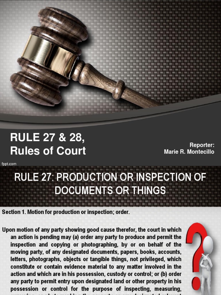 Rule 27 and 28 | PDF | Discovery (Law) | Lawsuit