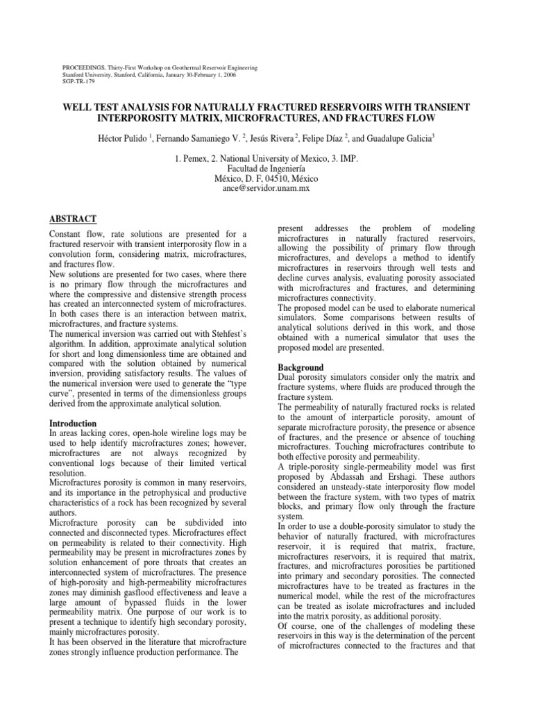 Well Test Analysis For Naturally Fractured Reservoirs With Transient ...
