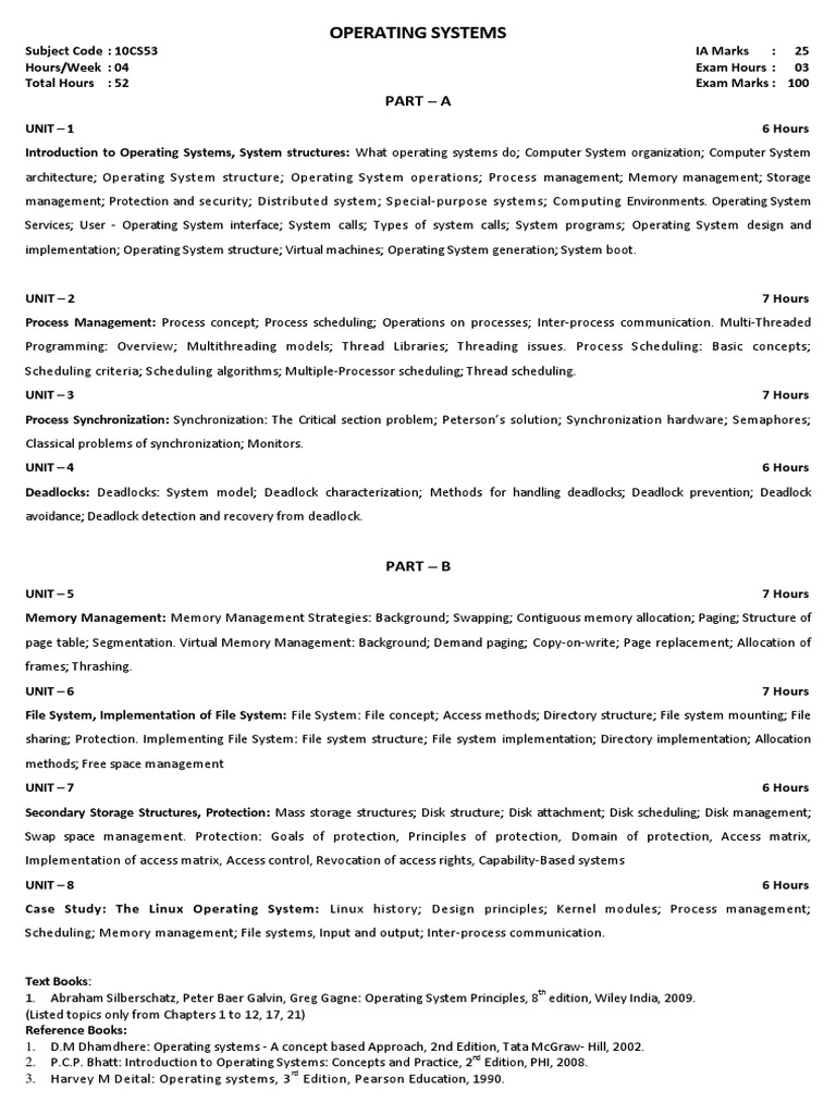 Syllabus OS | PDF | Thread (Computing) | Process (Computing)