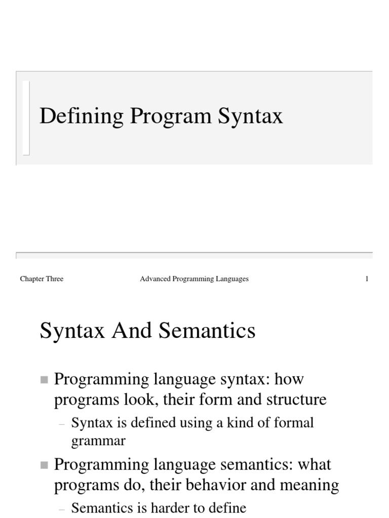 c03 Syntax | PDF | Parsing | Programming Language