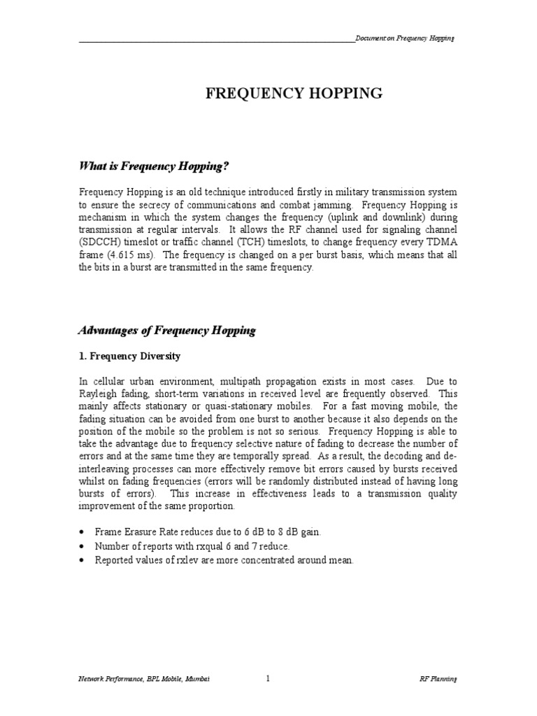 Frequency Hopping | PDF | Telecommunications Engineering ...