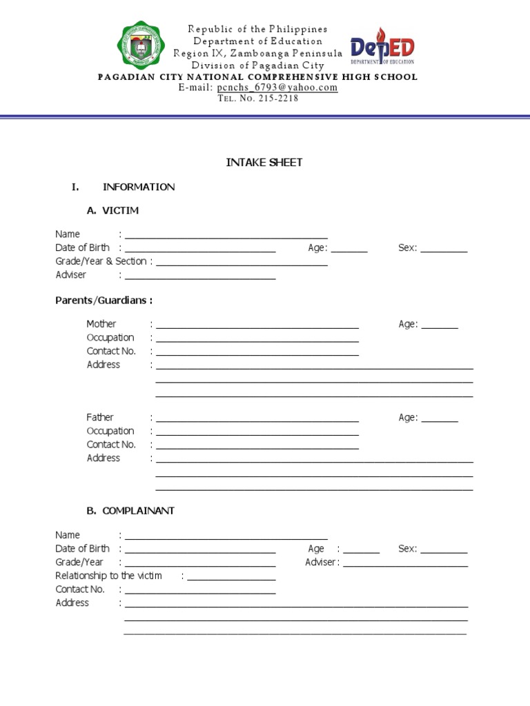 School Incident Intake Form | PDF