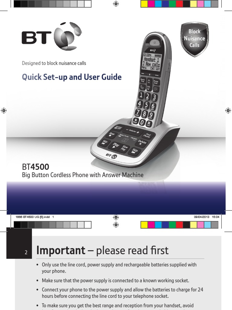 BT4500 Big Button | PDF | Ac Power Plugs And Sockets | Telephone