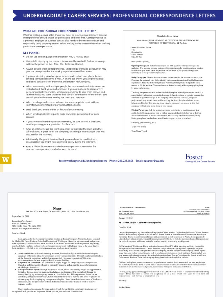 Professional Correspondence Tips | PDF | Citigroup | Internship