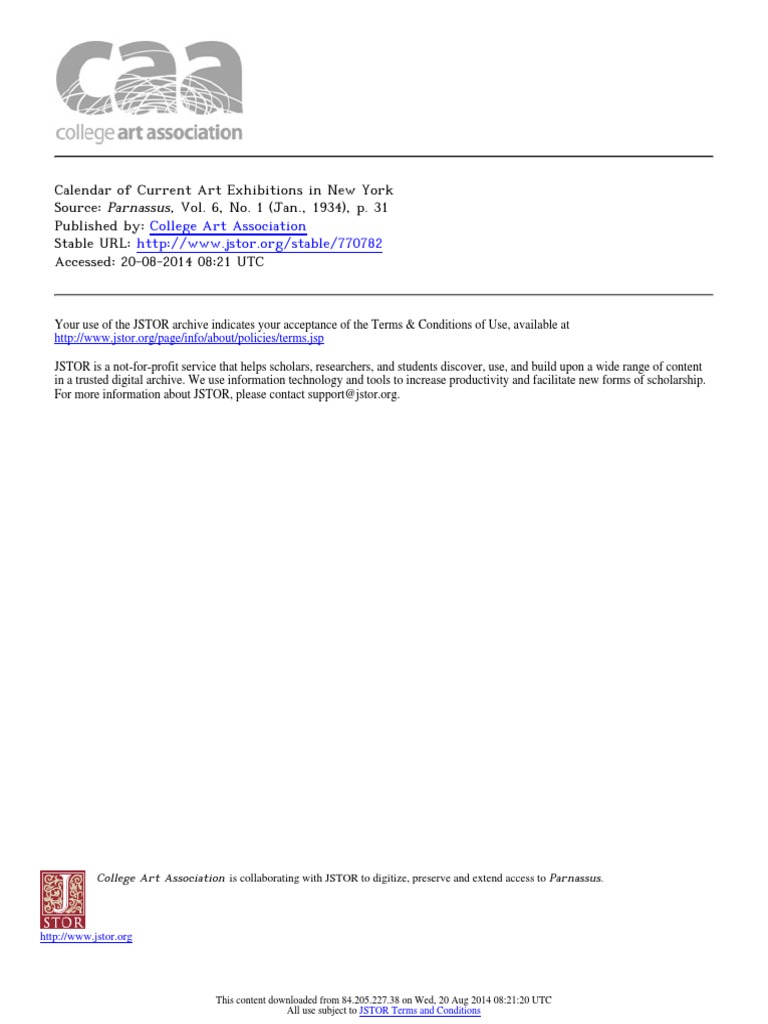 Calendar of Current Art Exhibitions in New York | PDF | Art Museum ...