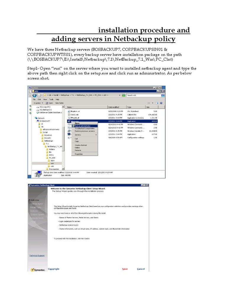 Netbackup Agent Installation and Adding Server To Backup Policy | PDF | Microsoft Sql Server | Data