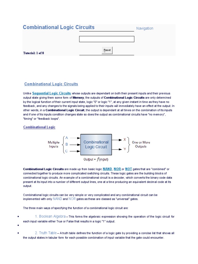 Combinational Logic Circuits Guide | PDF | Logic Gate | Amplifier