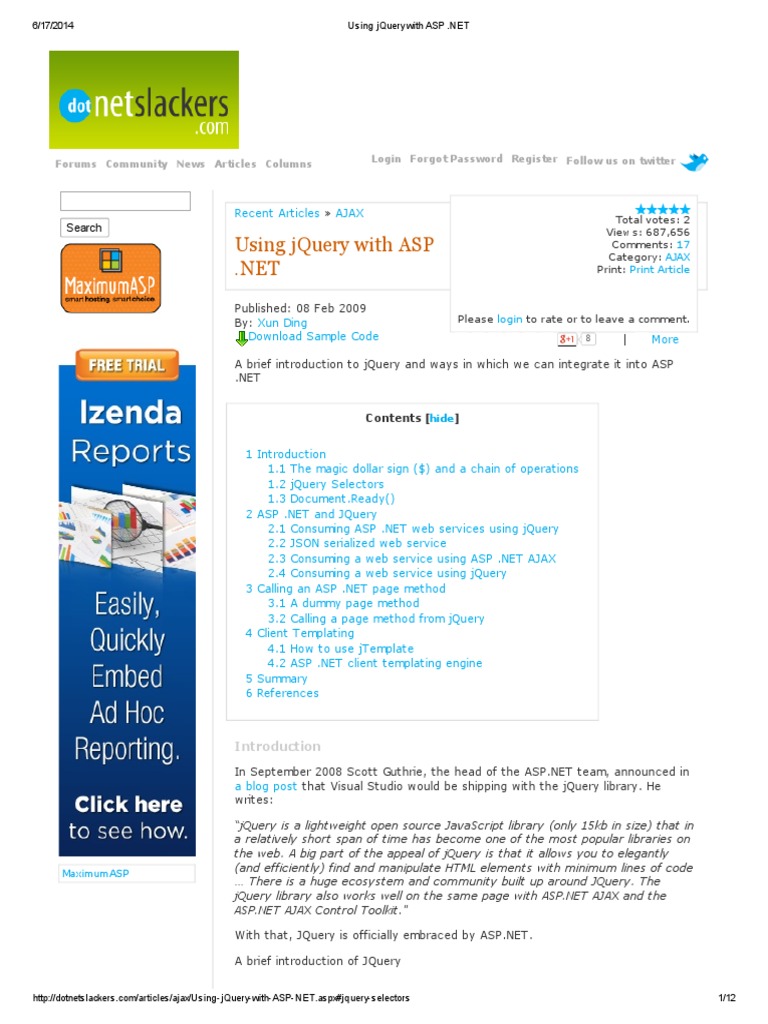 Using Jquery With Asp Pdf J Query Ajax Programming 8558