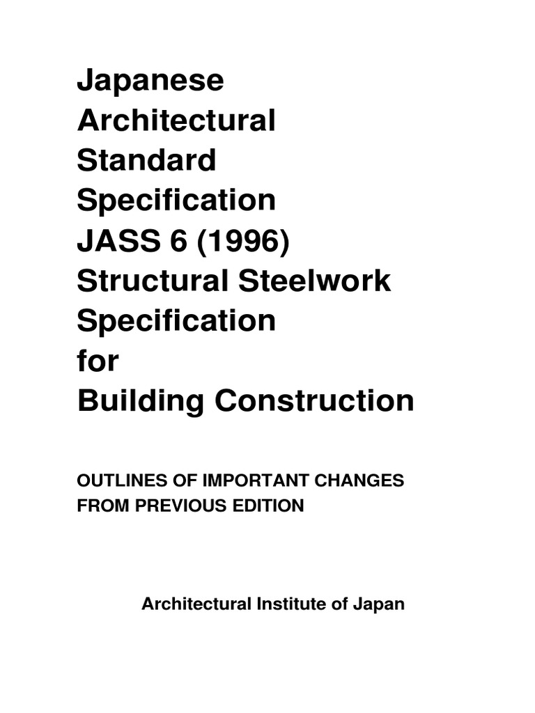 Japanese Architectural Standard Specification JASS 6 | Structural Steel ...