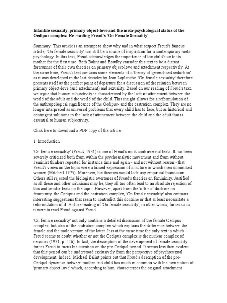 Freud's Insights on Female Sexuality | PDF | Oedipus Complex | Sigmund ...