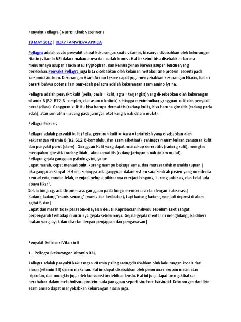 Penyakit Pellagra | PDF | Pengembangan Diri | Kesehatan Holistik