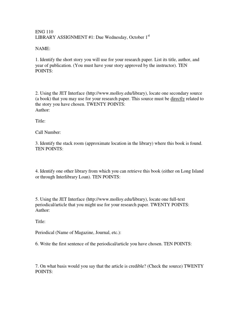 Library Assignment 1 | PDF