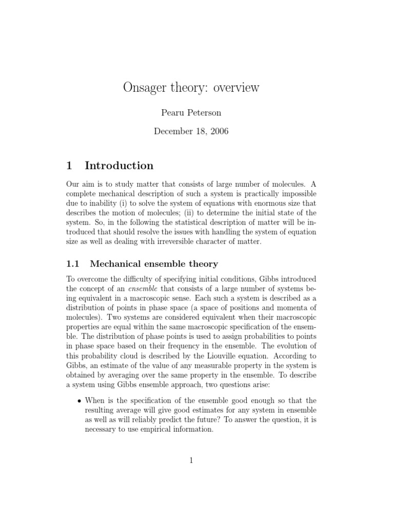 Onsager Relations | PDF | Chemistry | Mathematical Physics