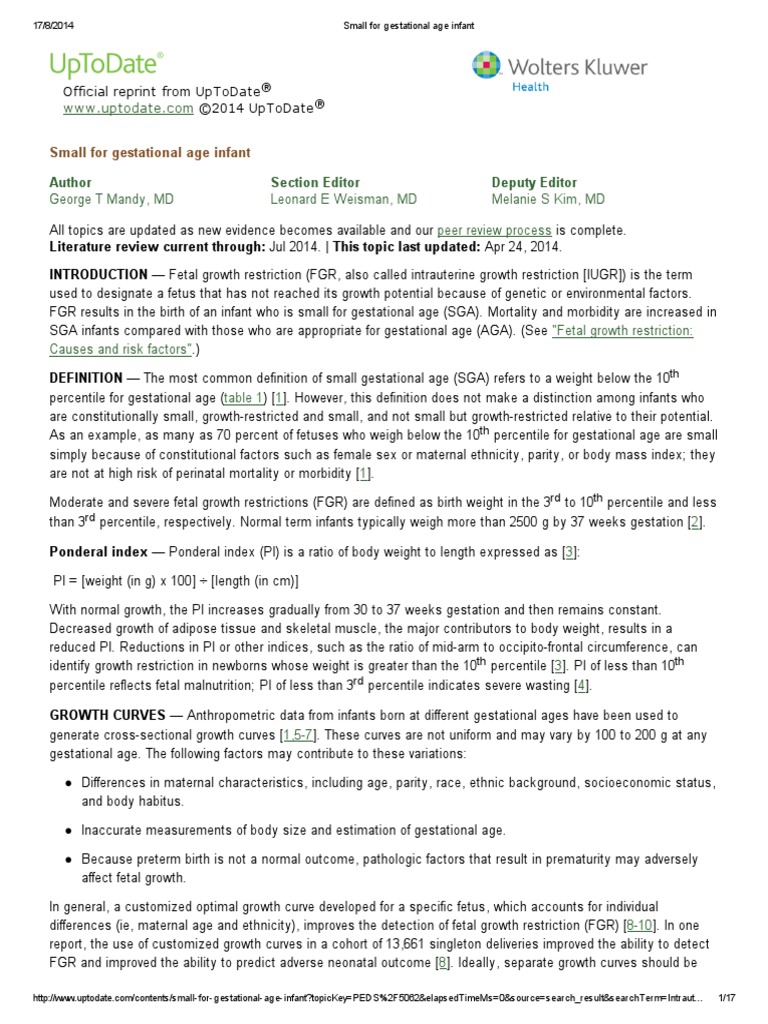 Small For Gestational Age Infant | PDF | Fetus | Preterm Birth