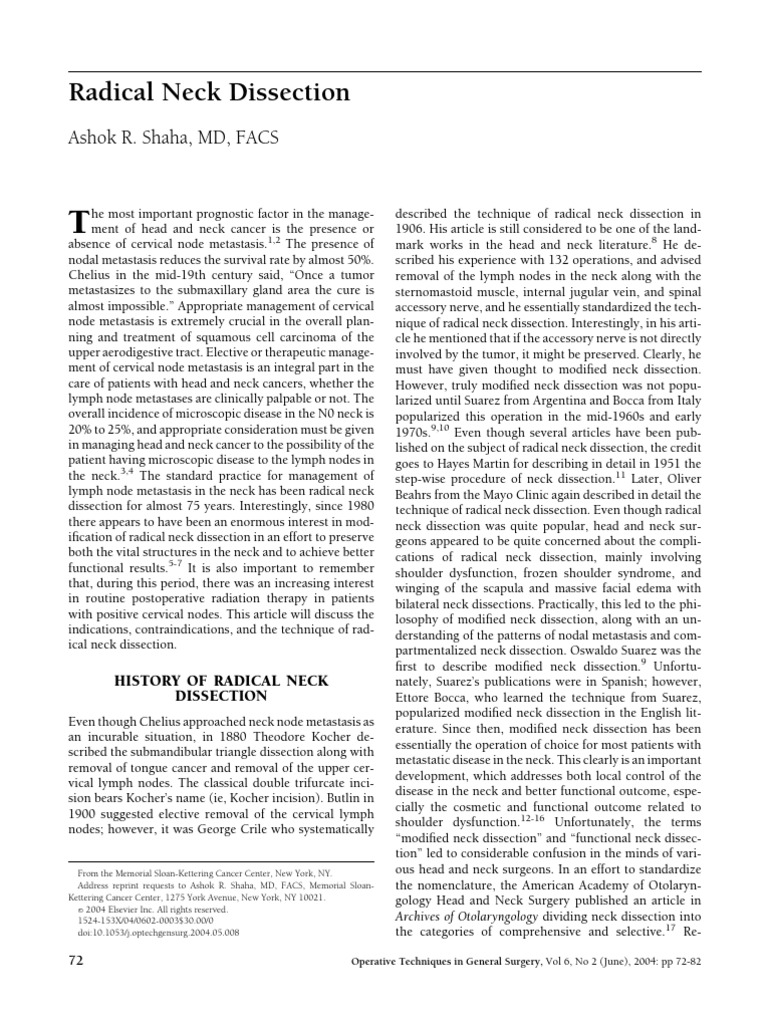 Radical Neck Dissection | PDF | Metastasis | Neck