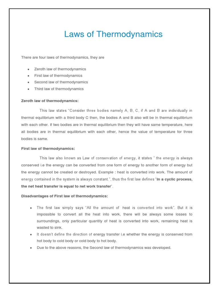 Laws of Thermodynamics Explained | PDF | Internal Combustion Engine ...