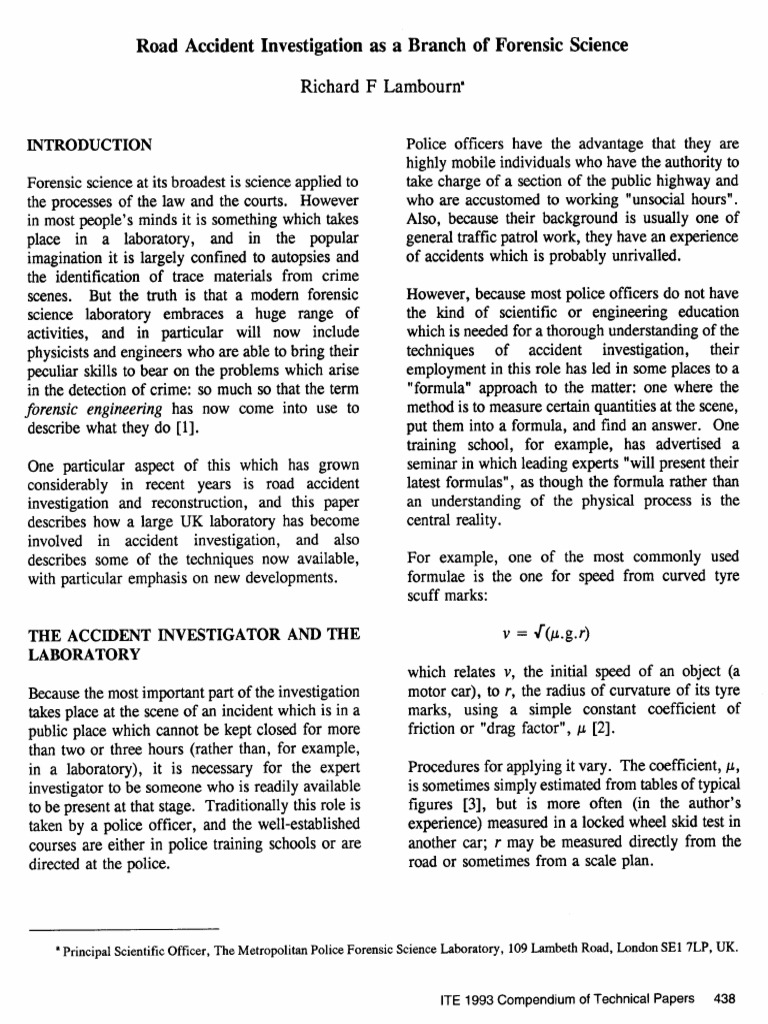 As A Branch of Forensic Science: Road Accident Investigation | PDF ...