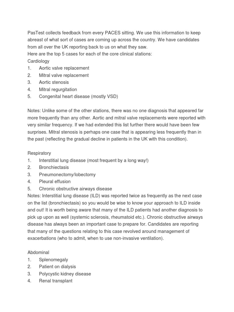 Common Cases Paces | PDF | Respiratory Diseases | Medical Specialties