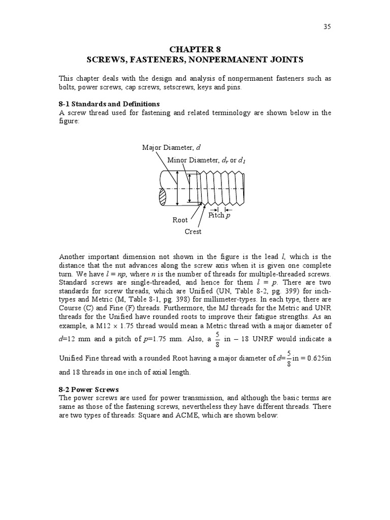 Screws, Fasteners, Nonpermanent Joints: 8-1 Standards and Definitions | PDF | Screw | Building ...