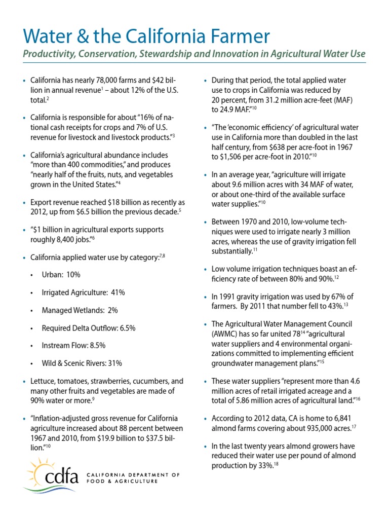 California Ag/Farm Water Use Fact Sheet | PDF | Water Resources ...