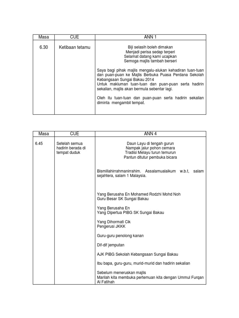 Teks Pengacara Majlis Berbuka Puasa | PDF Teks Pengacara Majlis Berbuka Puasa | PDF