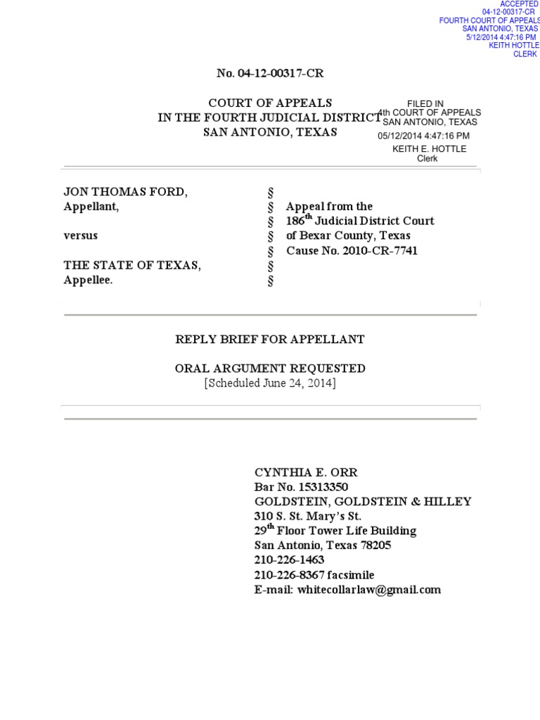 Reply Brief For Appellant, Ford v. Texas (May 12, 2014) | PDF ...