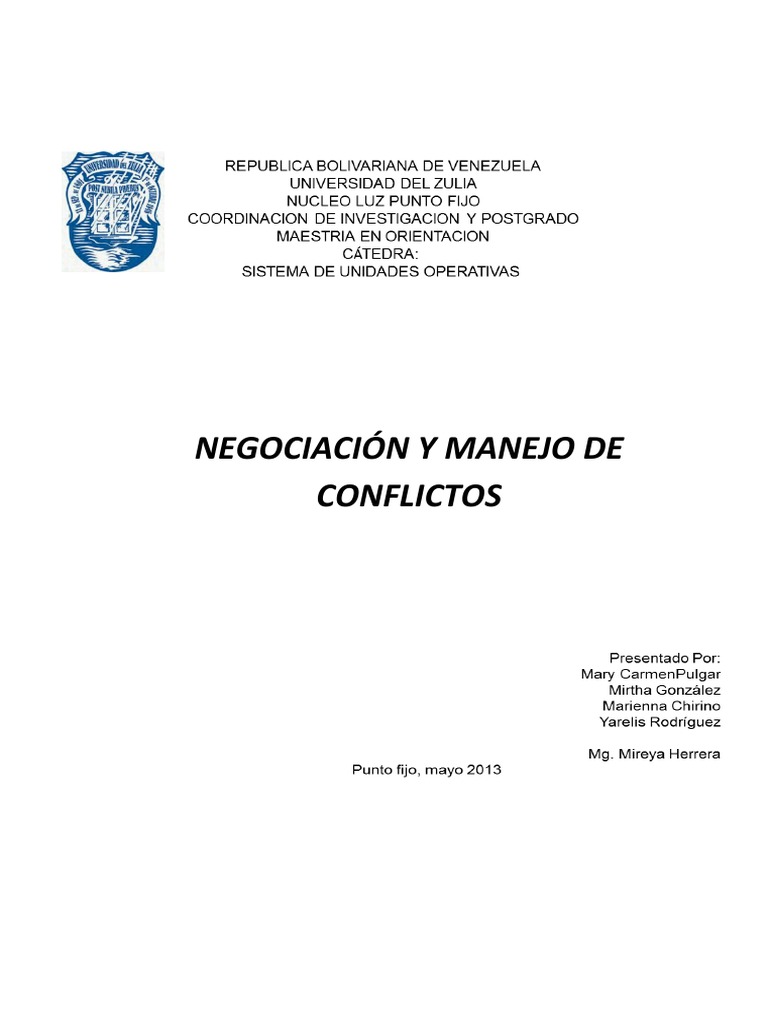 Negociacion y Manejo de Conflictos | PDF | Negociación | Conflicto (proceso)