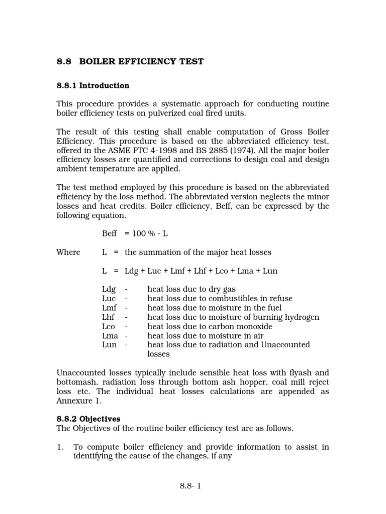 8.8 Boiler Efficiency Test | PDF | Hvac | Coal