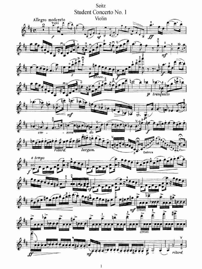 Seitz Student Concerto No.1 in D Major For Violin and Piano Op.7 Violin ...