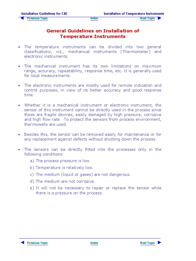 Temperature Instrument Installation Guide | PDF
