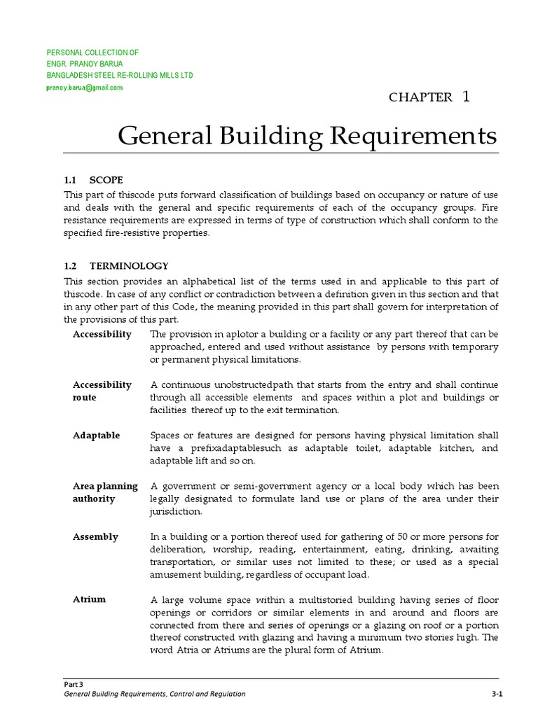 BNBC Part 03 - General Building Requirements, Control and Regulation ...