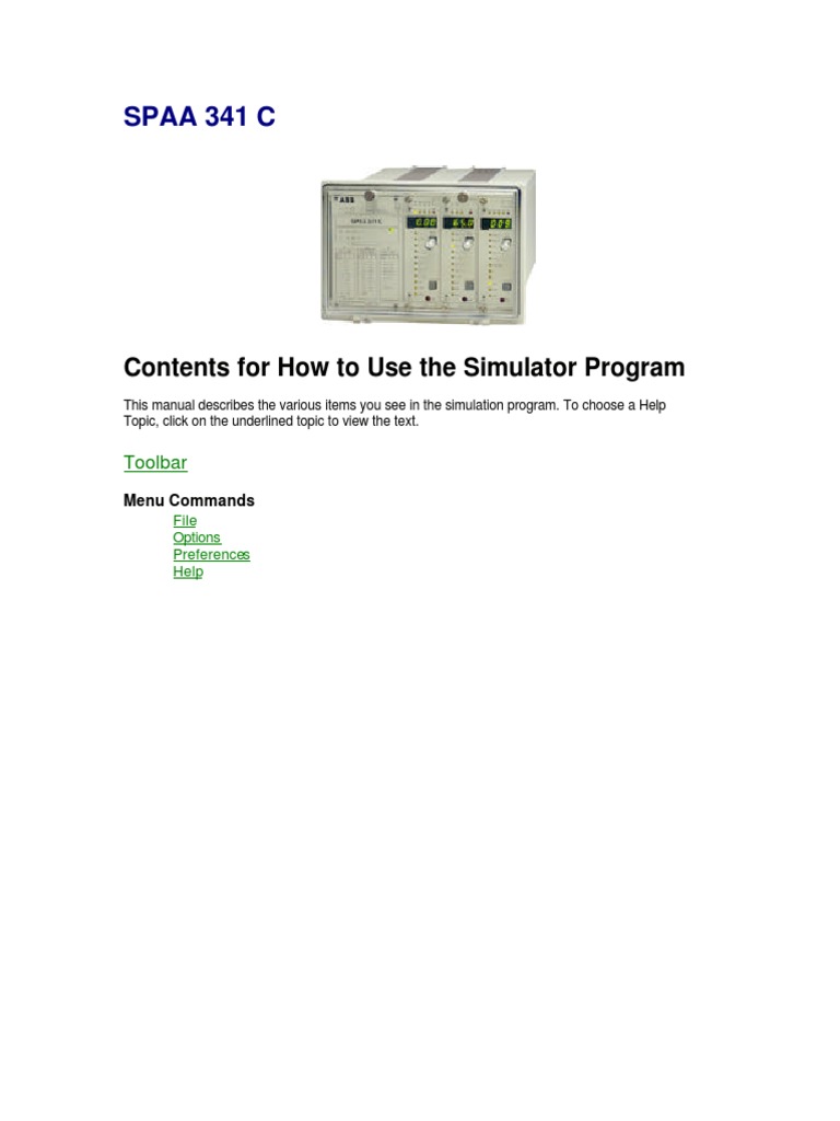 Spaa 341 C: Contents For How To Use The Simulator Program | PDF ...