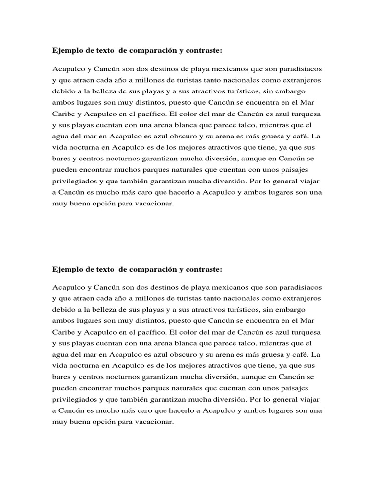 Ejemplo de Texto de Comparación y Contraste | PDF