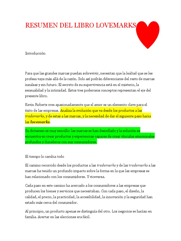 Resumen Del Libro Lovemarks | PDF | Audi | Amor