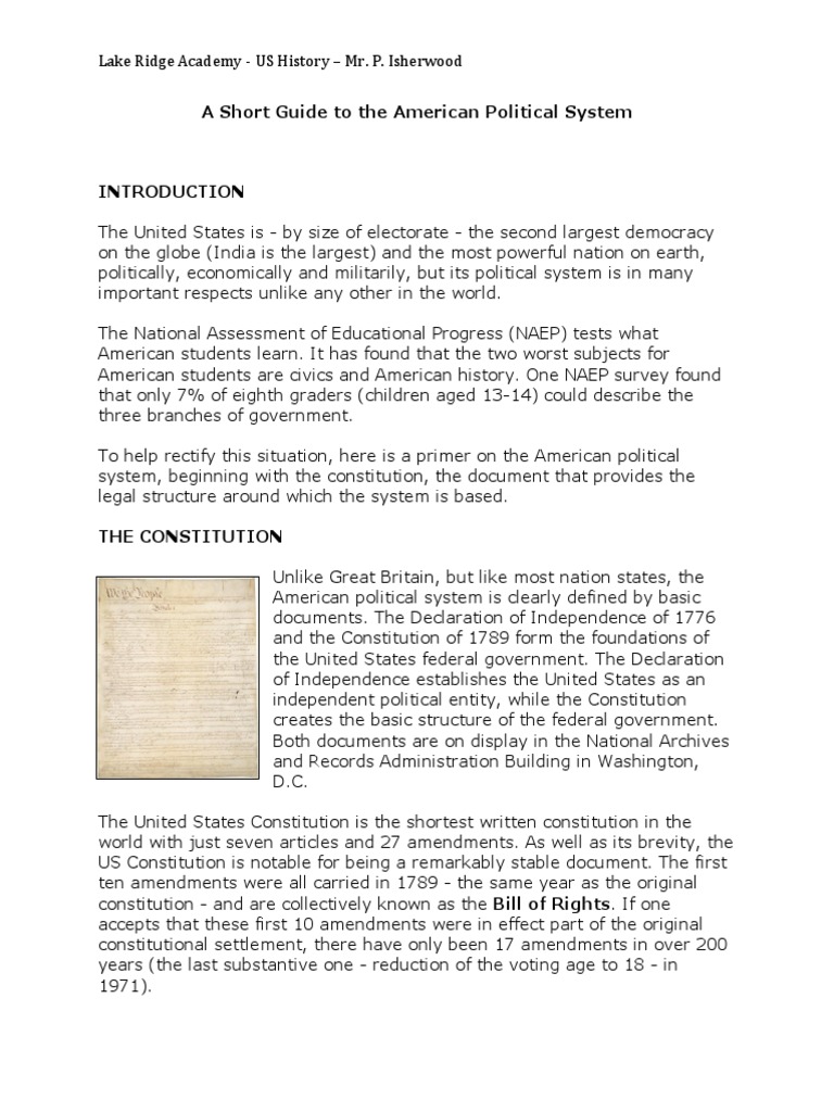 American Political System Overview | PDF | Presidents Of The United ...