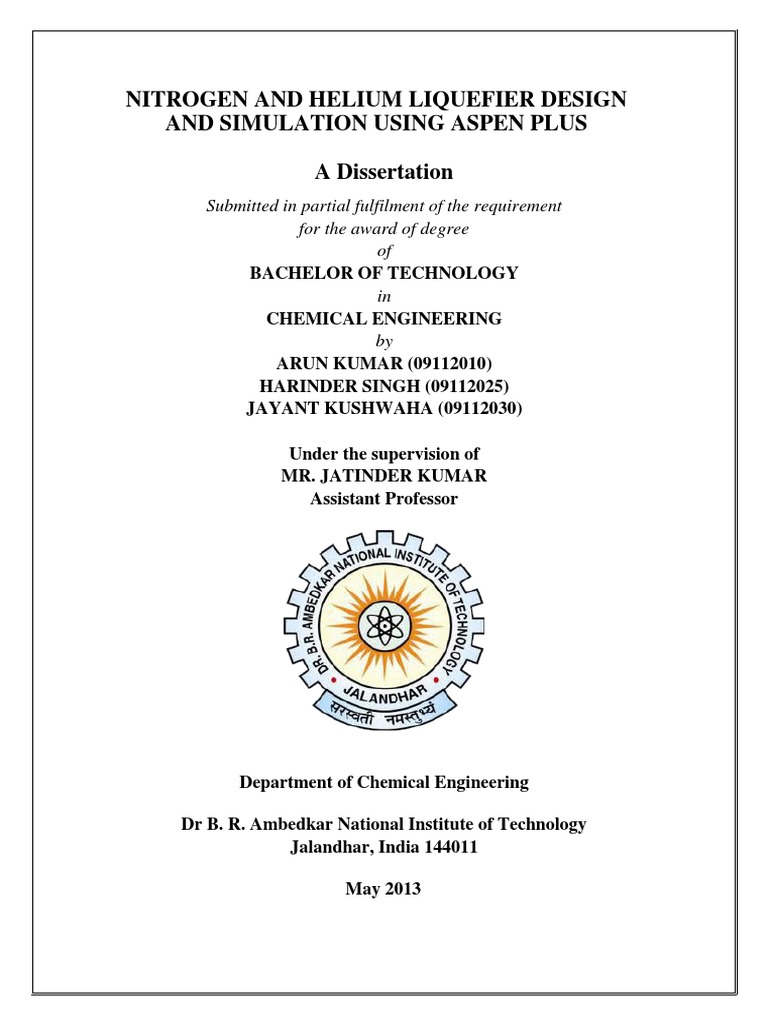 Nitrogen and Helium Liquefier Design and Simulation Using Aspen Plus ...